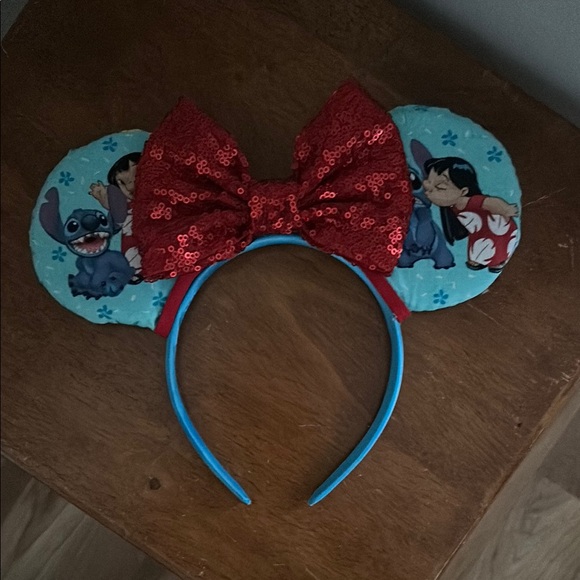 Disney | Accessories | Disney Lilo Stitch Ears Headband With Red Bow ...